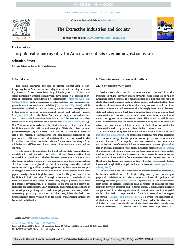 (PDF) The political economy of Latin American conflicts over mining ...