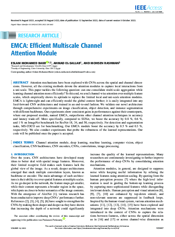 (PDF) EMCA: Efficient Multiscale Channel Attention Module