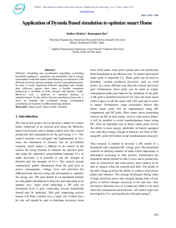 (PDF) Optimizing Smart Home Energy with Dymola