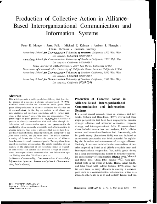 (PDF) Production of Collective Action in Alliance-Based ...