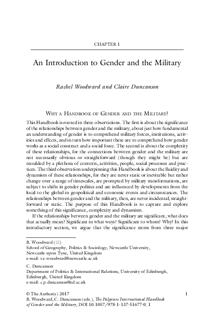 (PDF) An Introduction to Gender and the Military