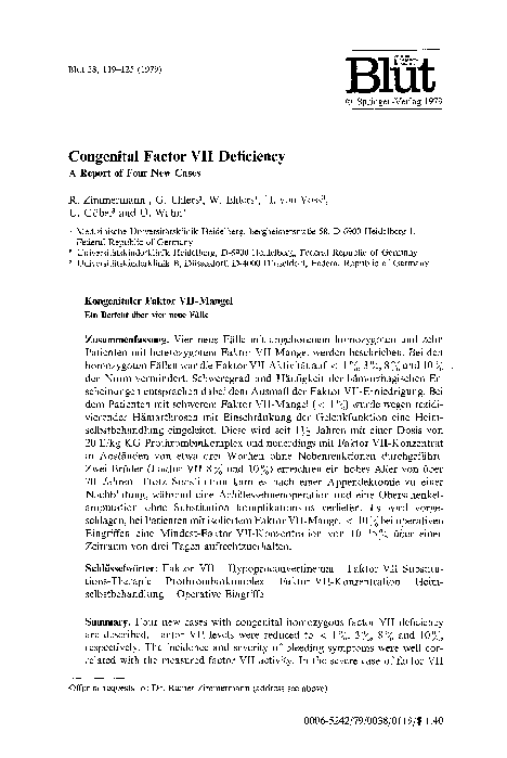 (PDF) Congenital factor VII deficiency