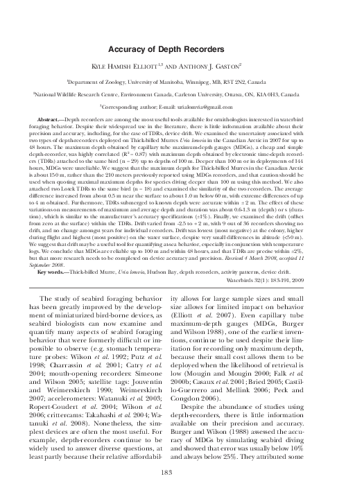 (PDF) Accuracy of Depth Recorders