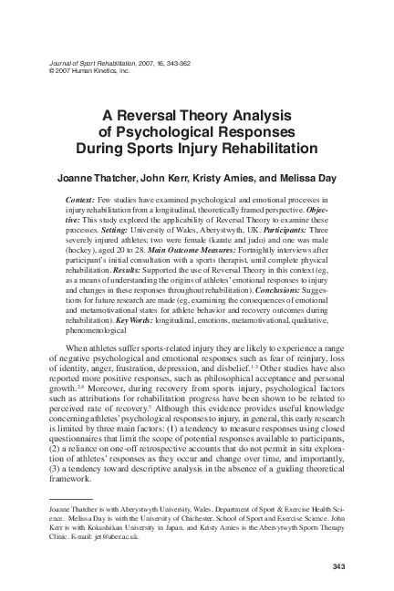 (PDF) A Reversal Theory Analysis of Psychological Responses during ...
