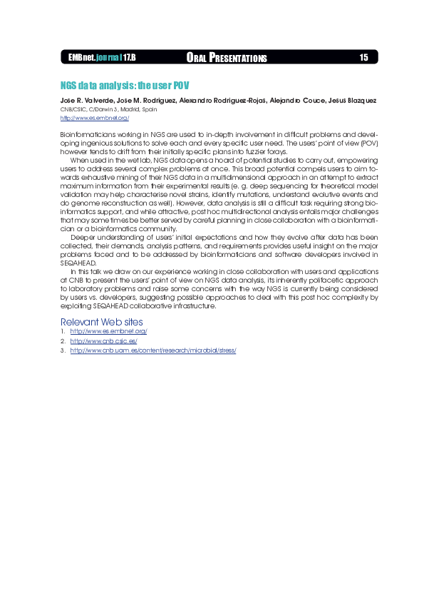 (PDF) NGS data analysis: the user POV