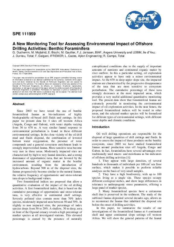 (PDF) A New Monitoring Tool for Assessing Environmental Impact of Offshore Drilling Activities ...