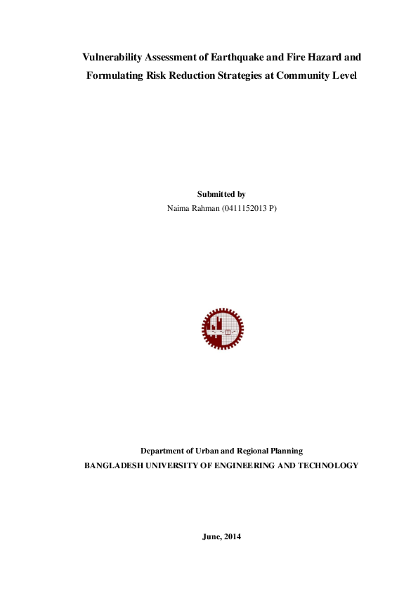 (PDF) Vulnerability assessment of earthquake and fire hazard and ...