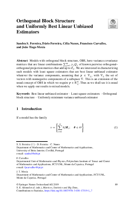 (PDF) Orthogonal Block Structure and Uniformly Best Linear Unbiased Estimators