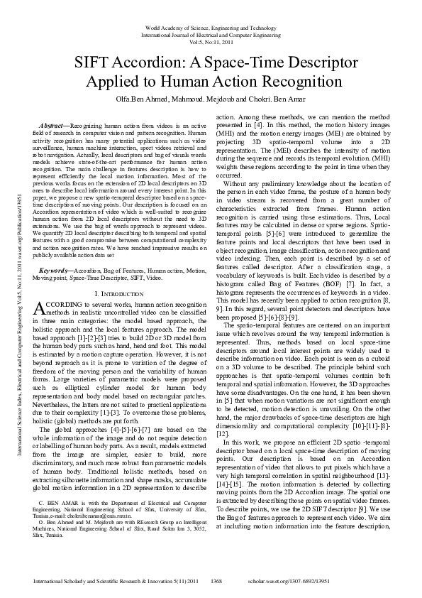 (PDF) Sift Accordion: A Space-Time Descriptor Applied To Human Action ...