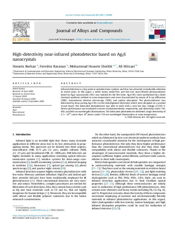 (PDF) High-detectivity near-infrared photodetector based on Ag2S ...