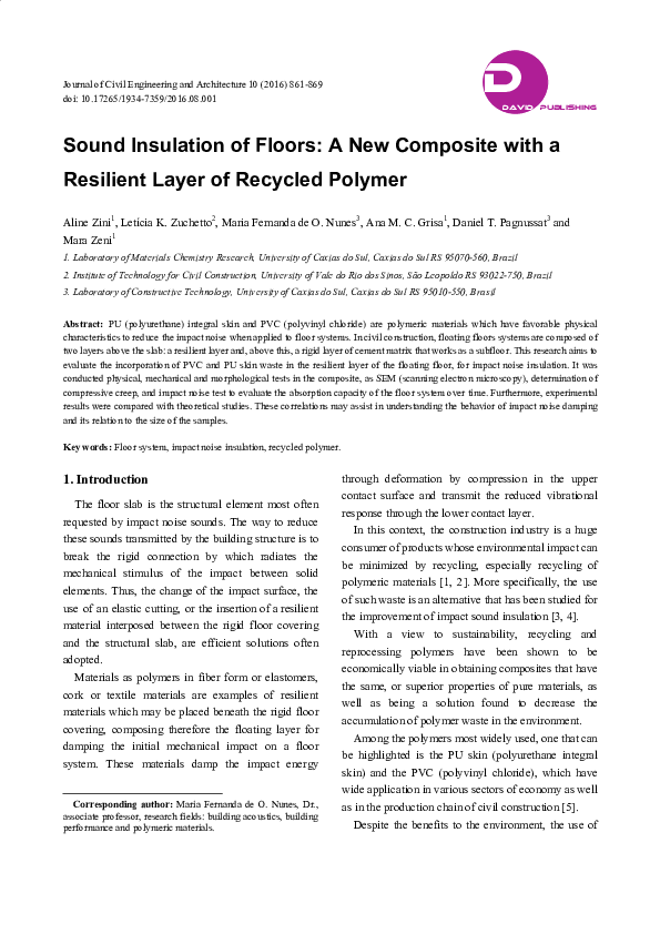 (PDF) Sound Insulation of Floors: A New Composite with a Resilient ...