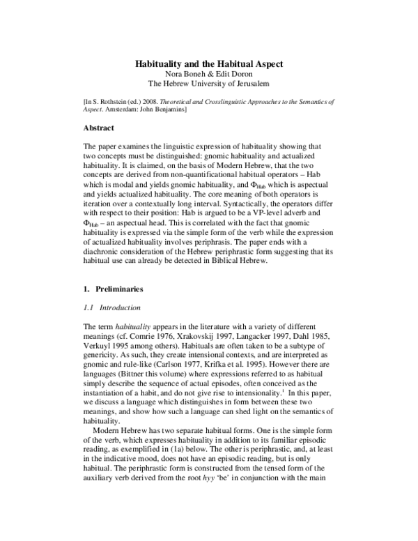 (PDF) 10. Habituality and the habitual aspect
