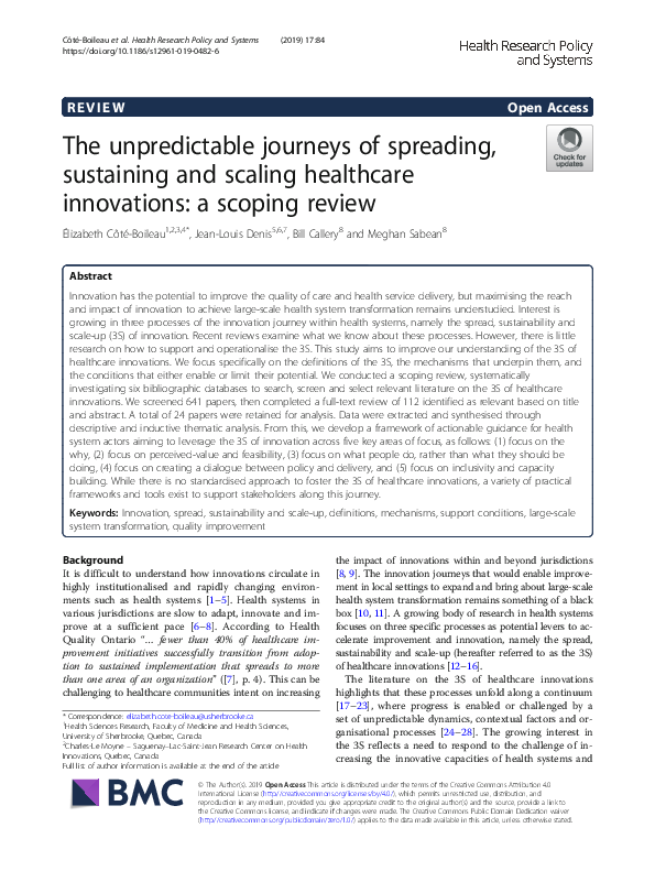 (PDF) The unpredictable journeys of spreading, sustaining and scaling ...