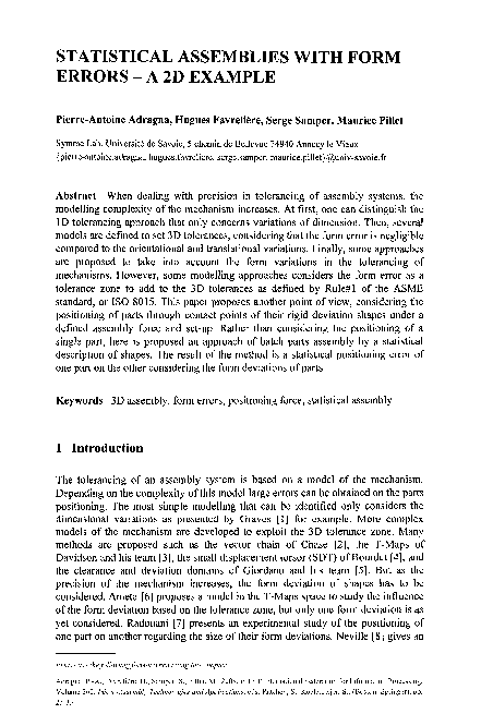 (PDF) Statistical assemblies with form errors - A 2D example