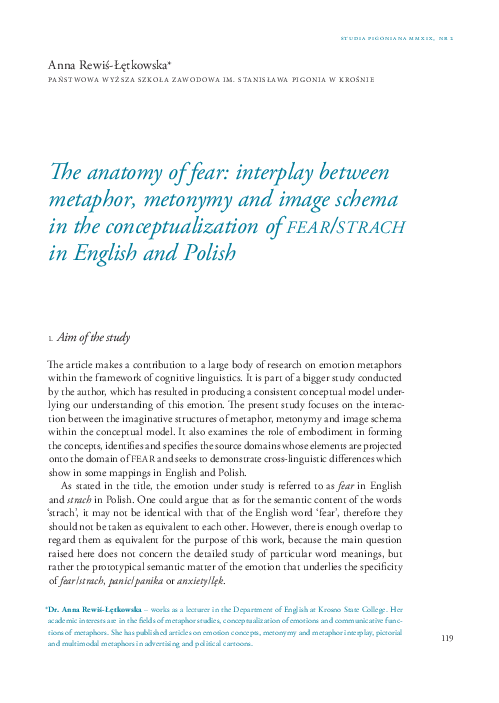 (PDF) The anatomy of fear: interplay between metaphor, metonymy and ...