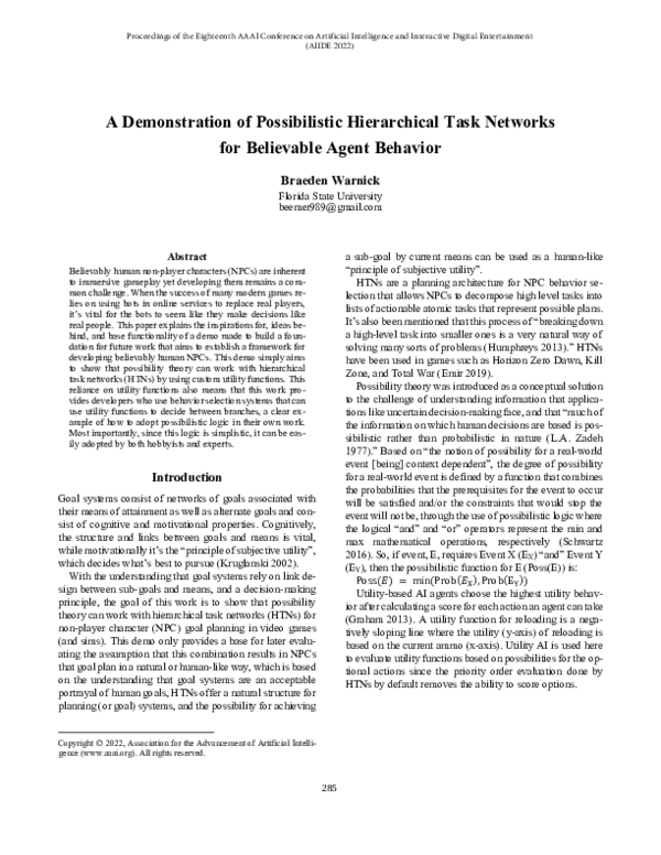(PDF) A Demonstration of Possibilistic Hierarchical Task Networks for ...