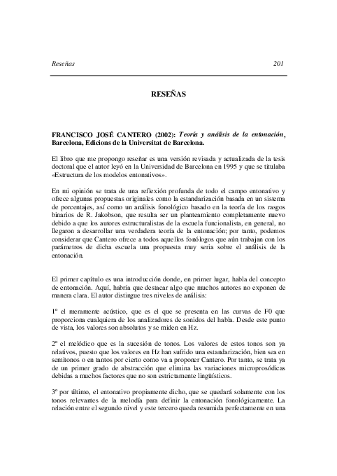 (PDF) Francico José Cantero (2002): Teoría y análisis de la entonación. Barcelona, Ediciones de ...