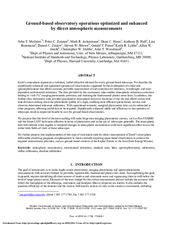 (PDF) Ground-based observatory operations optimized and enhanced by ...
