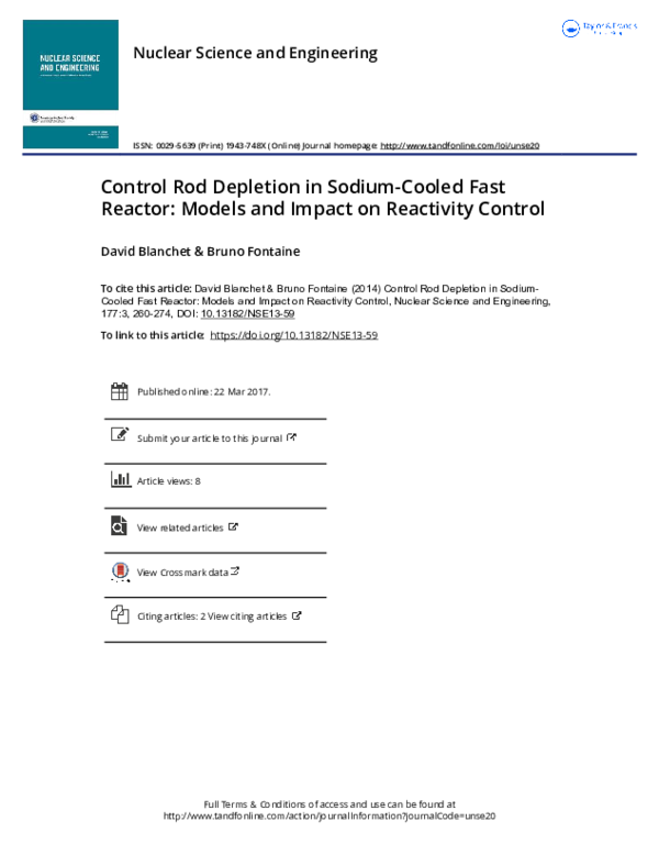 (PDF) Control Rod Depletion in Sodium-Cooled Fast Reactor: Models and ...