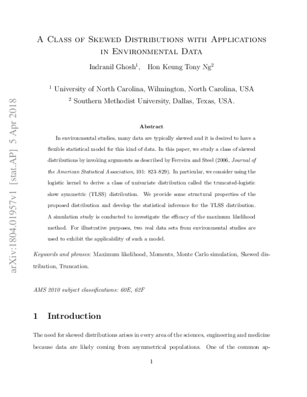 (PDF) A class of skewed distributions with applications in ...