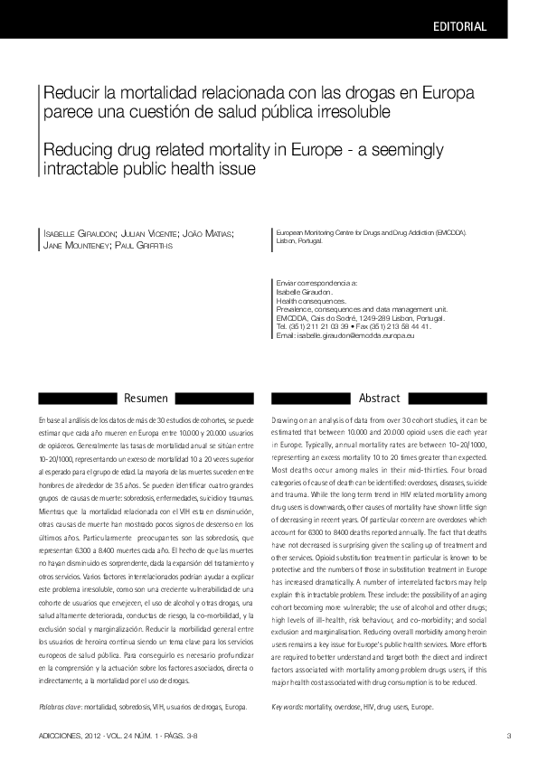 (PDF) Reducir la mortalidad relacionada con las drogas en Europa parece ...
