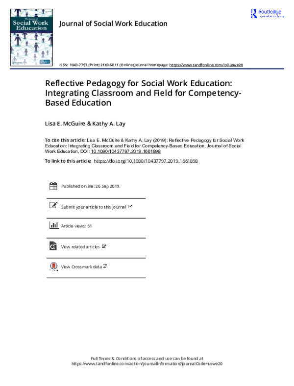 (PDF) Reflective Pedagogy in Social Work: Integrating Theory and Practice