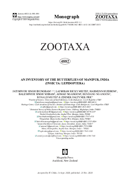 (PDF) AN INVENTORY OF THE BUTTERFLIES OF MANIPUR, INDIA (INSECTA: LEPIDOPTERA)