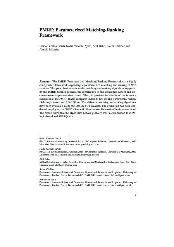 Pdf Pmrf Parameterized Matching Ranking Framework