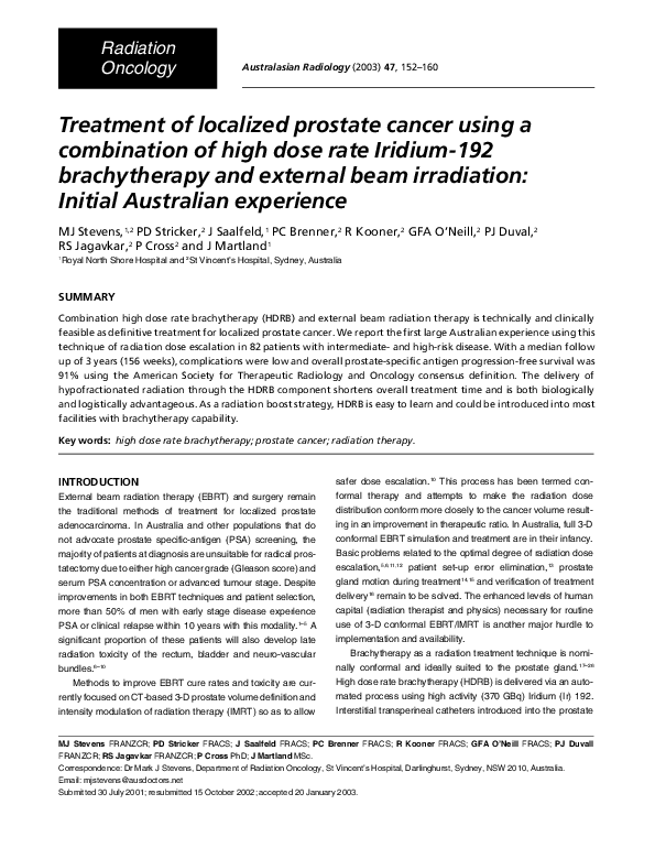 (PDF) Treatment of localized prostate cancer using a combination of ...