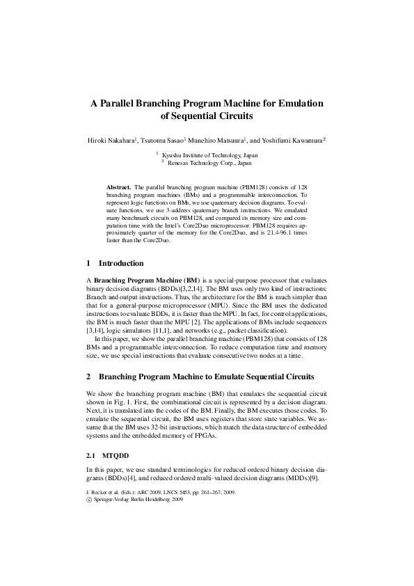 (PDF) A Parallel Branching Program Machine for Emulation of Sequential ...