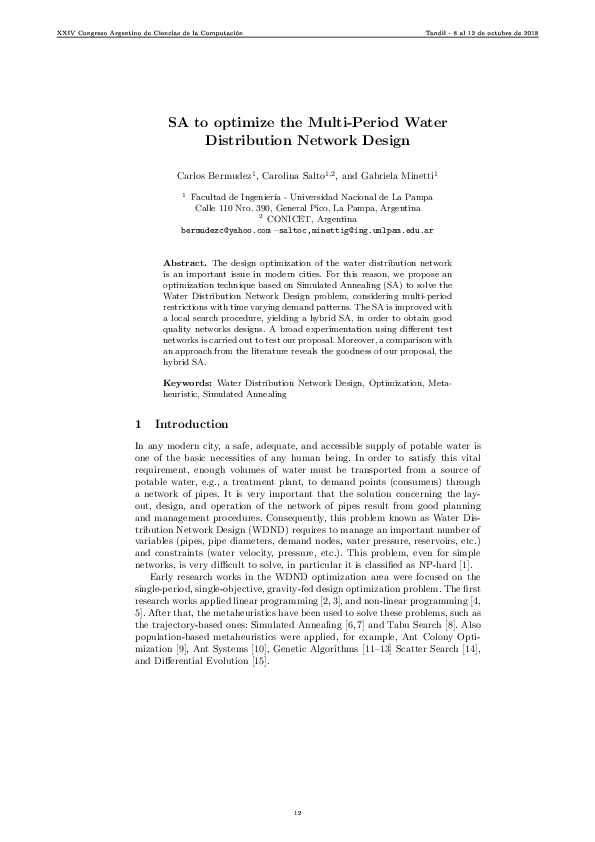 (PDF) SA to optimize the Multi-Period Water Distribution Network Design