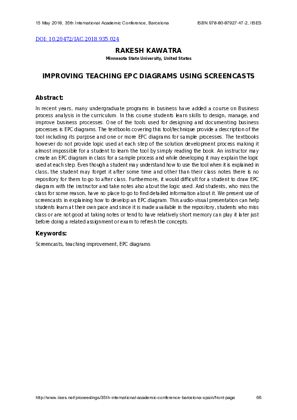 (PDF) Improving Teaching Epc Diagrams Using Screencasts | rakesh kawatra - Academia.edu