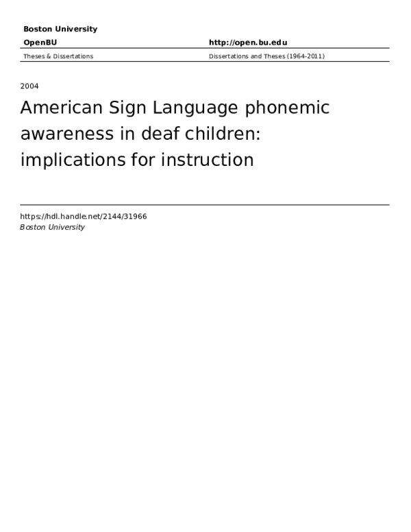 (PDF) American Sign Language phonemic awareness in deaf children ...