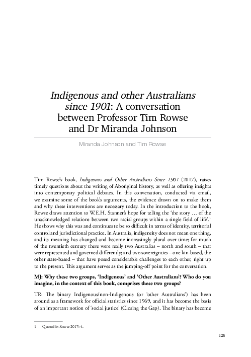(PDF) Indigenous and other Australians since 1901: A conversation ...