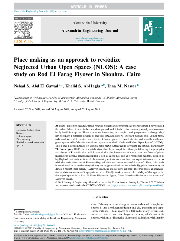 (PDF) Place making as an approach to revitalize Neglected Urban Open ...
