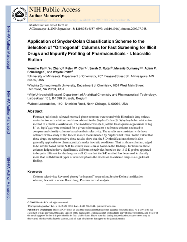(PDF) Application of Snyder–Dolan classification scheme to the ...