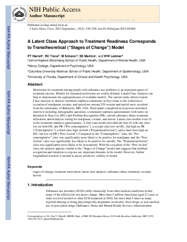 (PDF) A latent class approach to treatment readiness corresponds to a ...