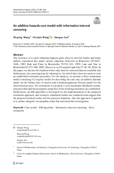(PDF) An additive hazards cure model with informative interval censoring