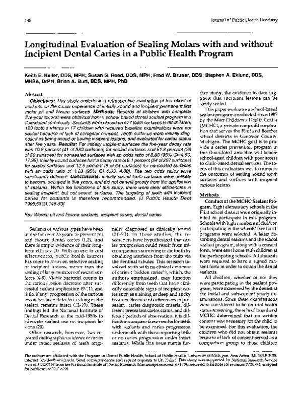 (PDF) Longitudinal Evaluation of Sealing Molars with and without ...