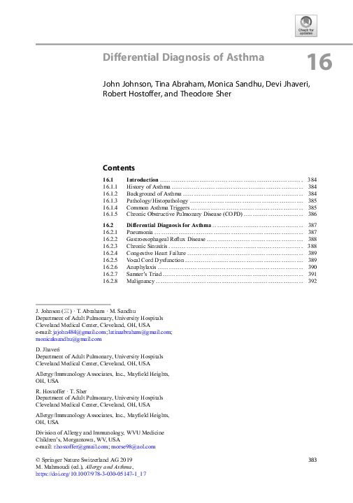 (PDF) Differential Diagnosis of Asthma