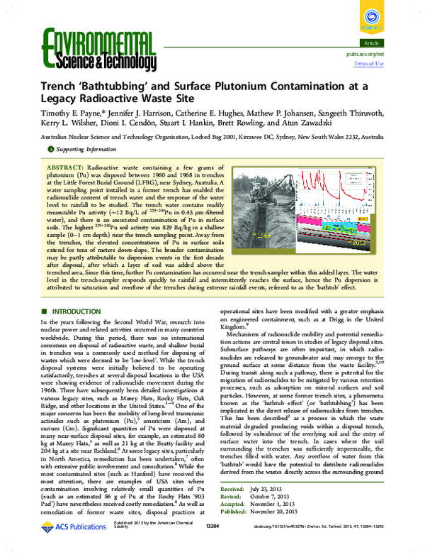 (PDF) Plutonium Contamination in Legacy Waste Trenches