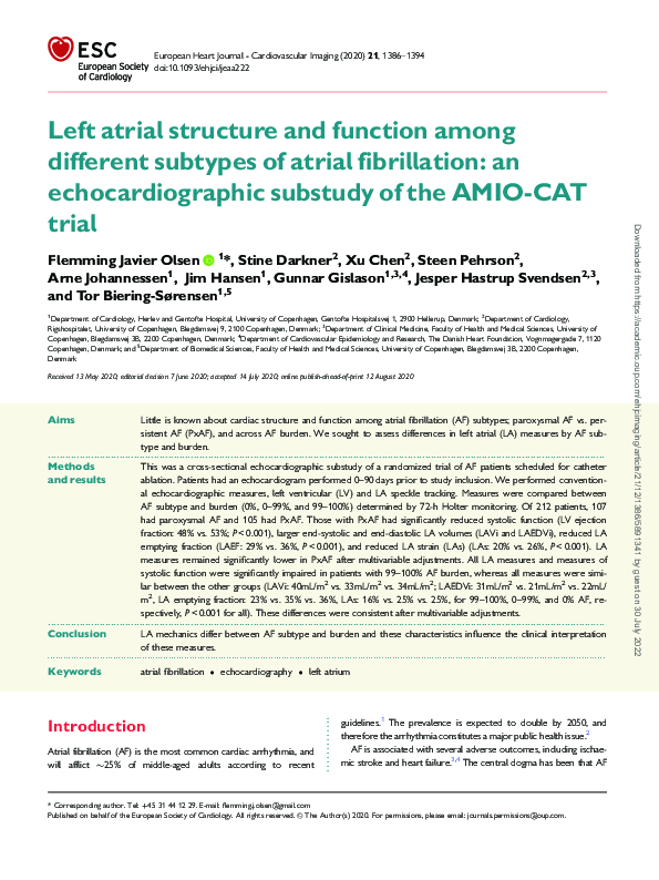 (PDF) Left atrial structure and function among different subtypes of ...