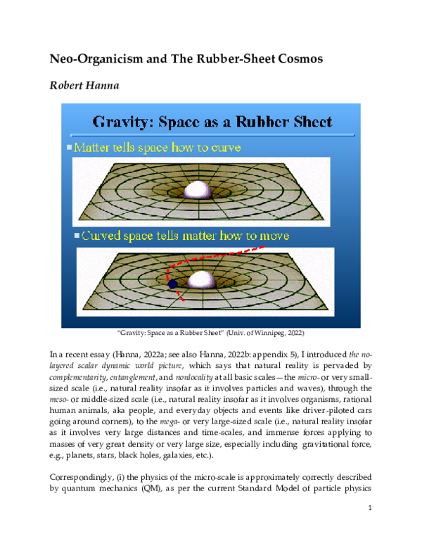 (PDF) Neo-Organicism and The Rubber-Sheet Cosmos (November 2022 version)