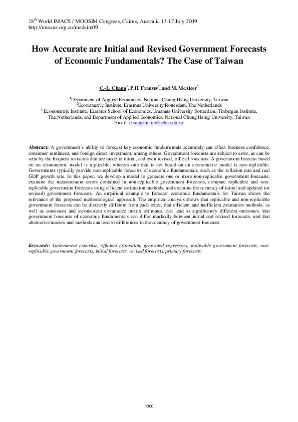 (PDF) How Accurate are Initial and Revised Government Forecasts of ...