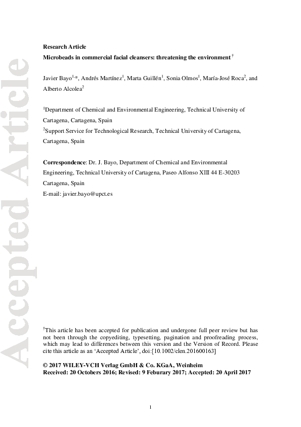 (PDF) Microbeads in Commercial Facial Cleansers: Threatening the ...