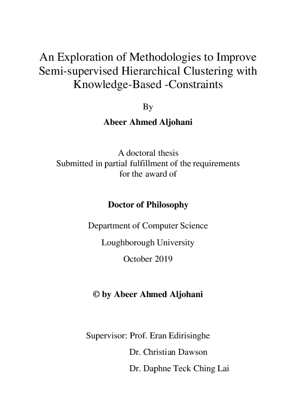 (PDF) An exploration of methodologies to improve semi-supervised hierarchical clustering with ...