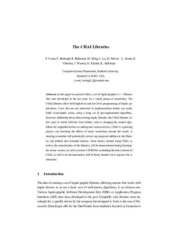 (PDF) The CHAI Libraries