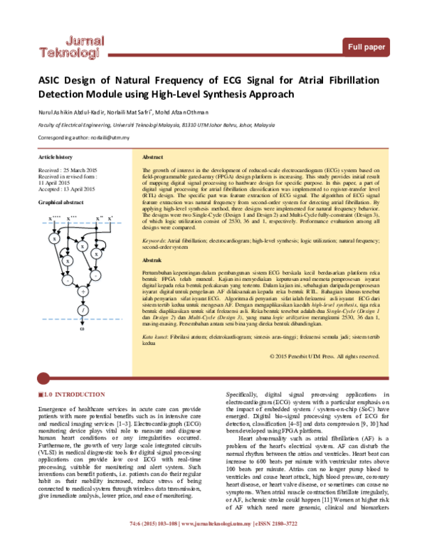 (PDF) ASIC Design of Natural Frequency of ECG Signal for Atrial ...