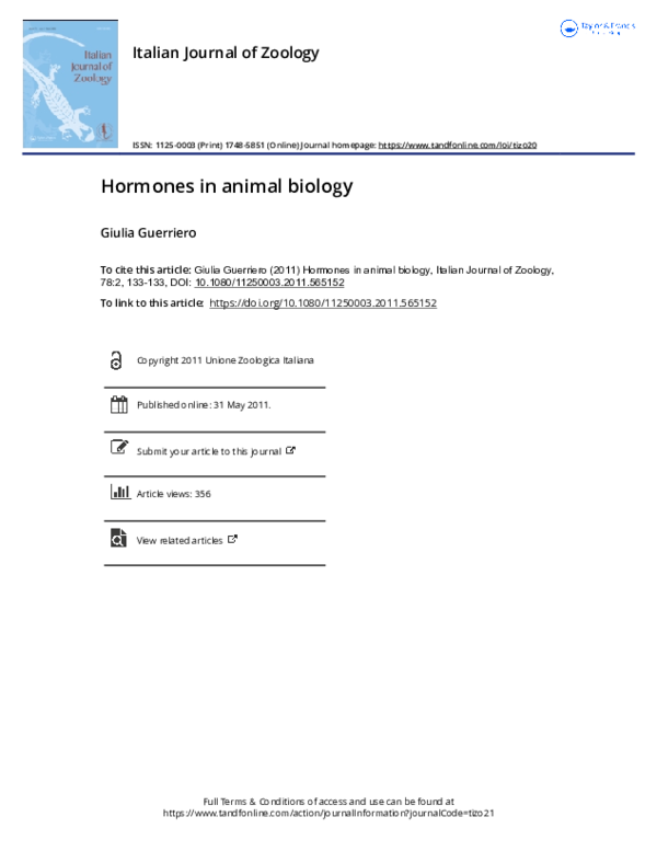 (PDF) Hormones in animal biology