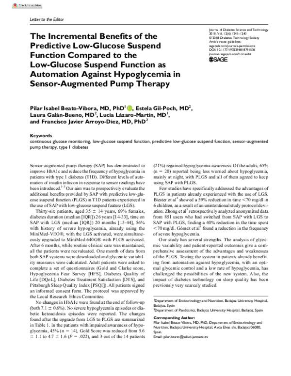 (PDF) The Incremental Benefits of the Predictive Low-Glucose Suspend ...